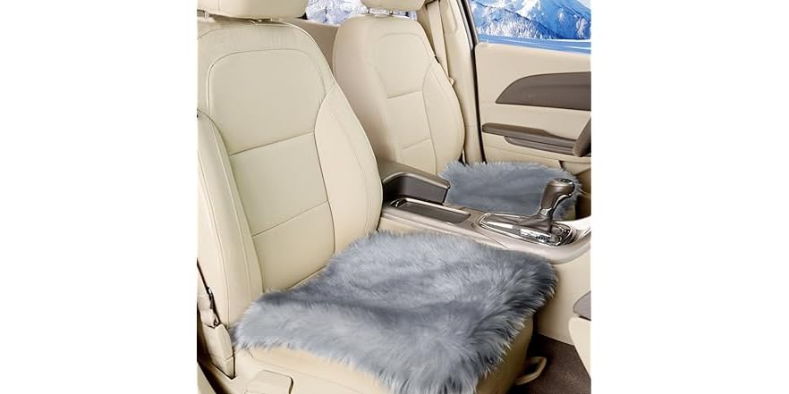 Faux Sheepskin Seat Cushion car/Home - Gray 2 PACK