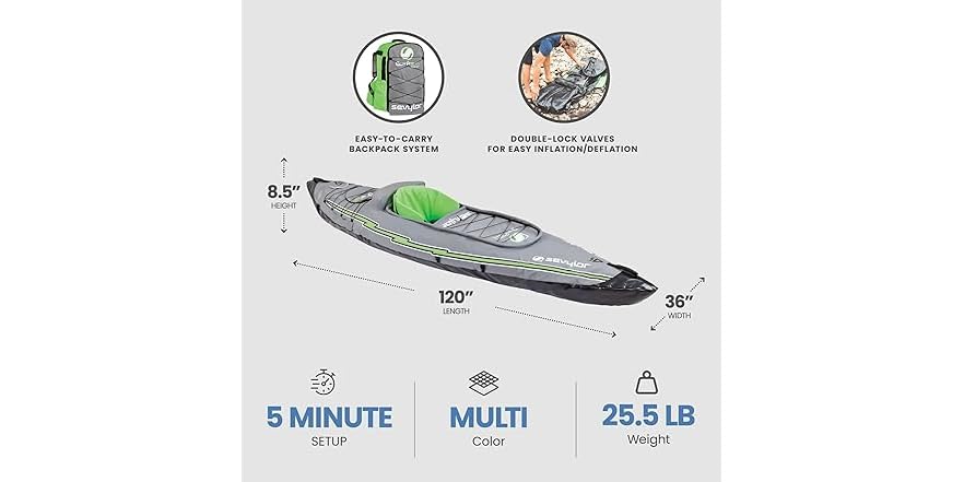Sevylor QuickPak K5 1 Person Inflatable Kayak