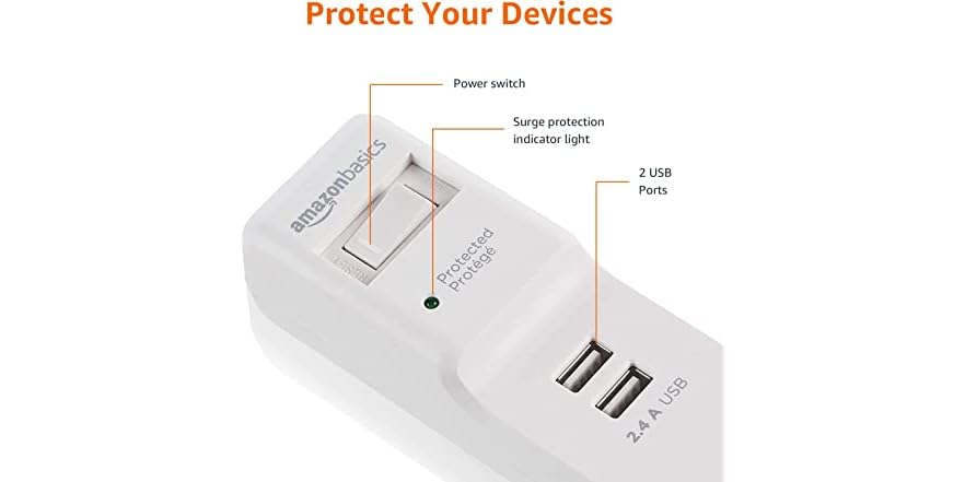 Amazon Basics 6-Outlet Surge Protector Power Strip