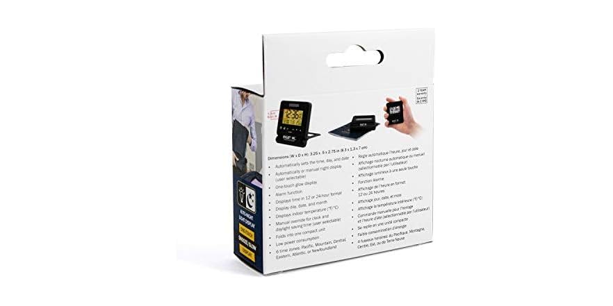 Marathon CL030036BK Travel Alarm Clock