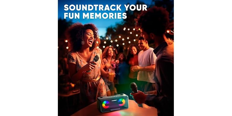 (NEW) MASINGO Karaoke Machine with 2 Wireless Microphones