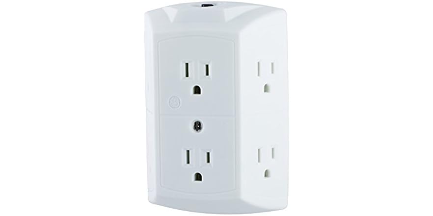 GE Grounded 6-Outlet Tap with Resettable Circuit Breaker