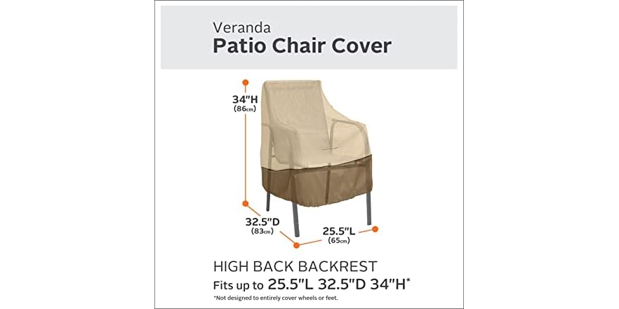 Classic Veranda 25.5" Patio Chair Cover, 2-Pack