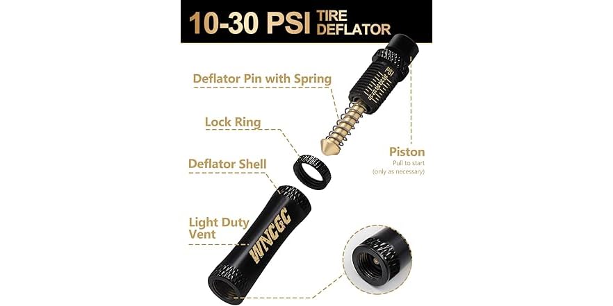 4 Pcs Tire Deflator Valve Kit, 10-30 PSI