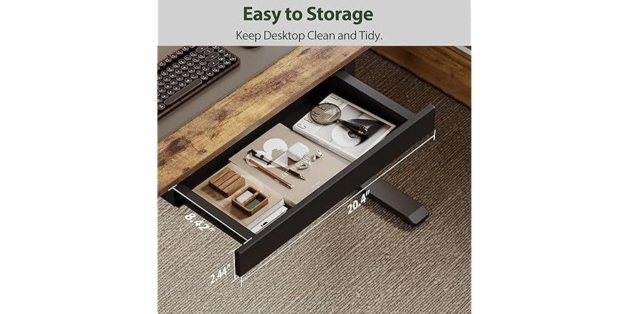 Electric Desk with Integrated Drawer