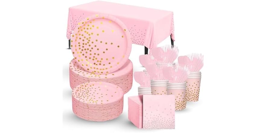 Jubi Pink Gold Plates Napkins Party