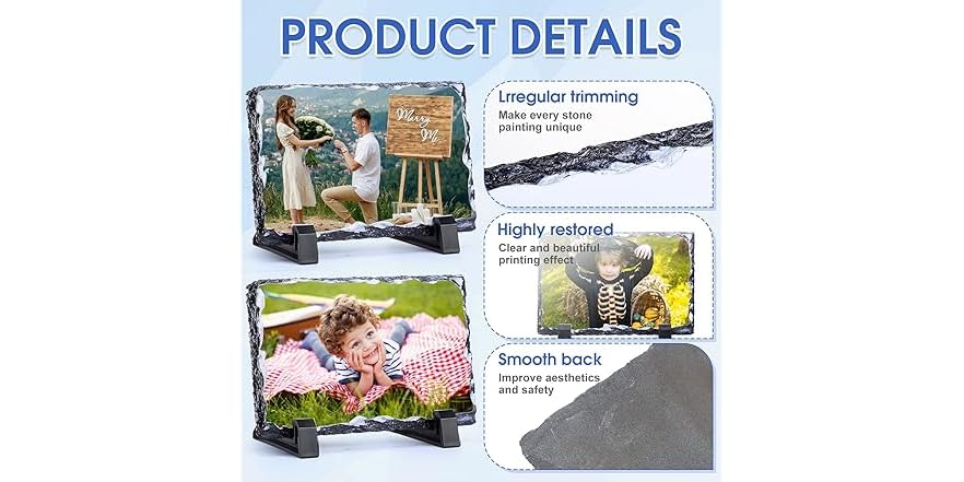 18 Pcs Blank Slate Rock Photo Frames