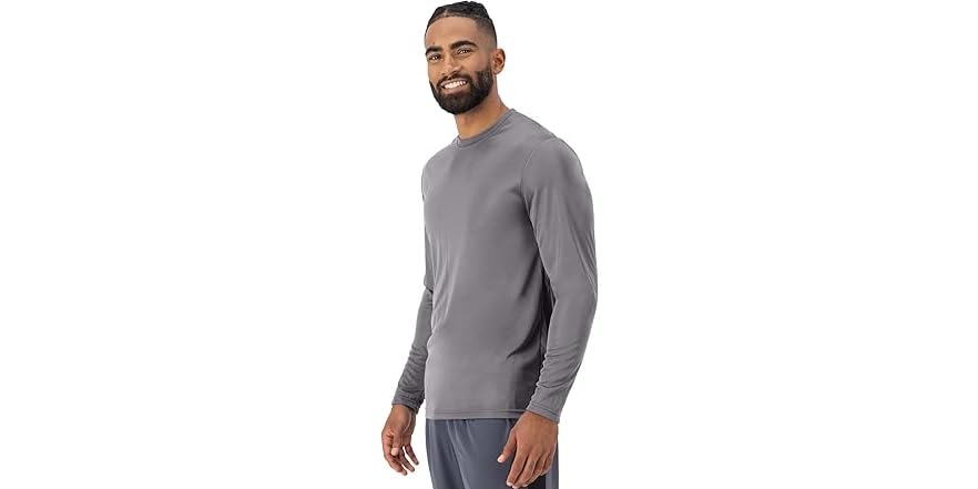 Hanes Mens LS Cool Dri Tee (S) Graphite