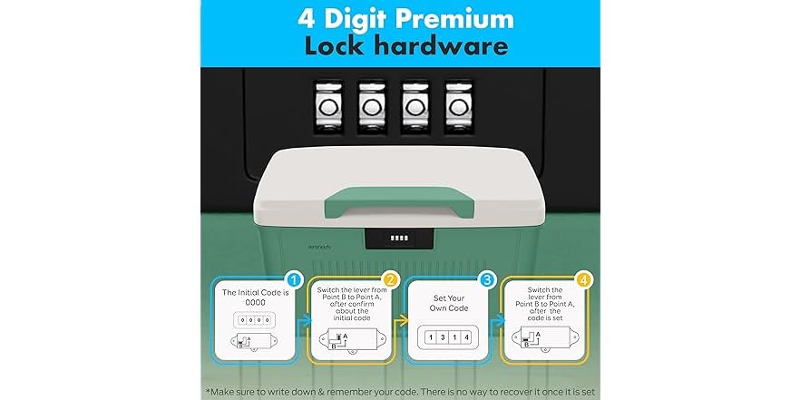 SereneLife Lockable Storage Container Bin, 6.5 Gallon