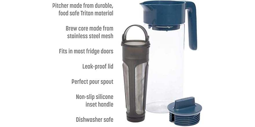 Goodful Airtight Cold Brew Iced Coffee Maker, 2.25 Qt