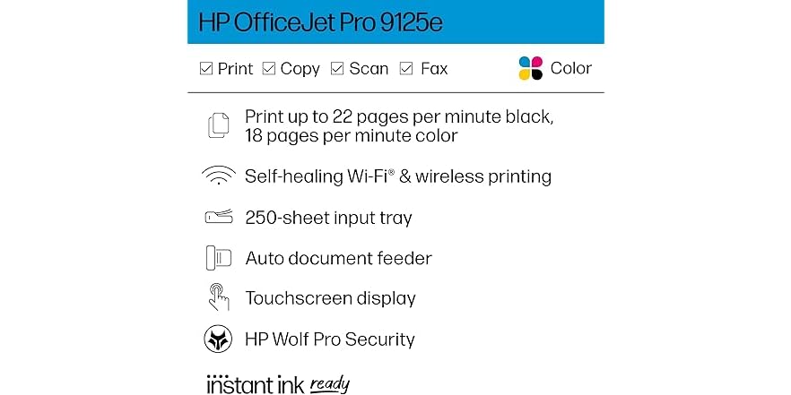 HP OfficeJet Pro 9125e All-in-One Printer (Open Box)