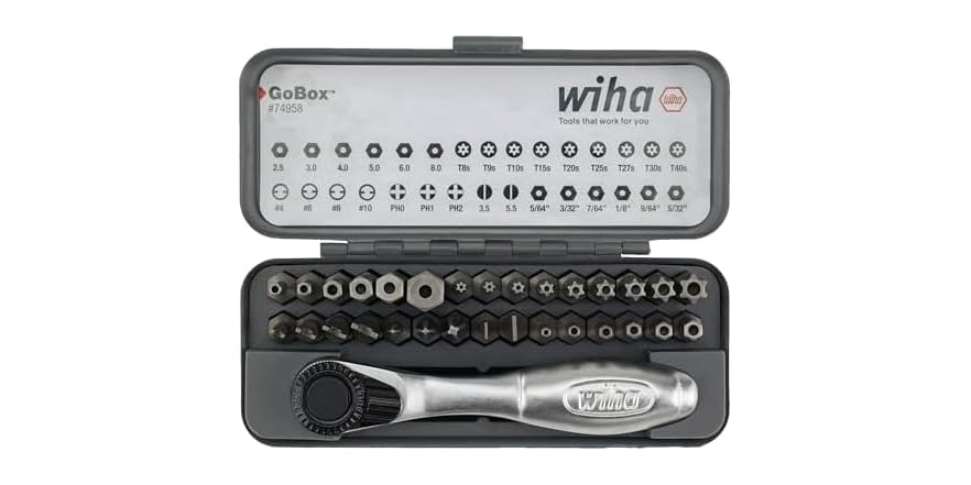 Wiha 74958 32pc GoBox Security Bit Set & Ratchet