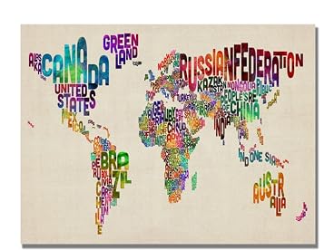 Typography World Map II Canvas