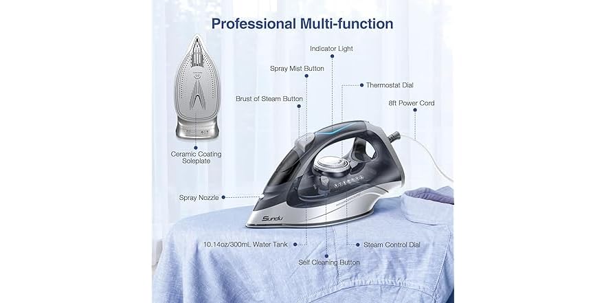 Sundu Steam Iron 10.14oz Water Tank