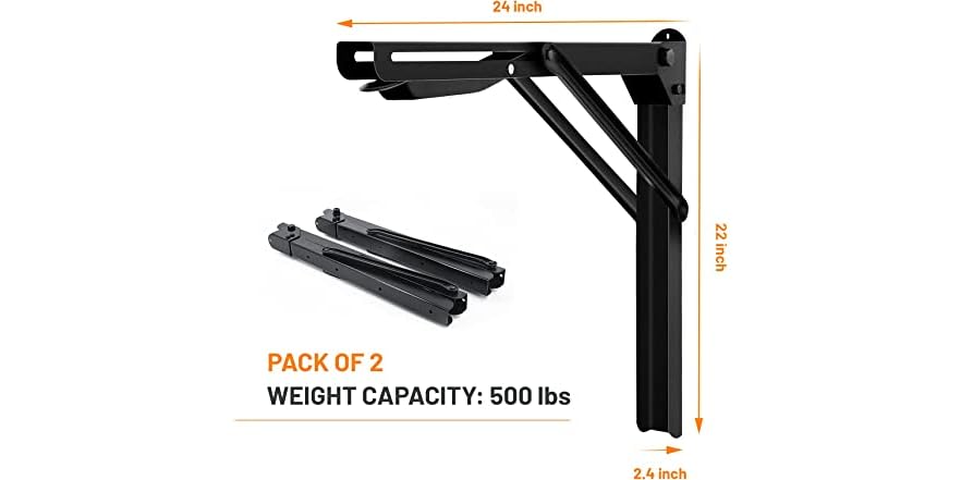 Wallmaster 24inch Folding Shelf Brackets 2 Pack