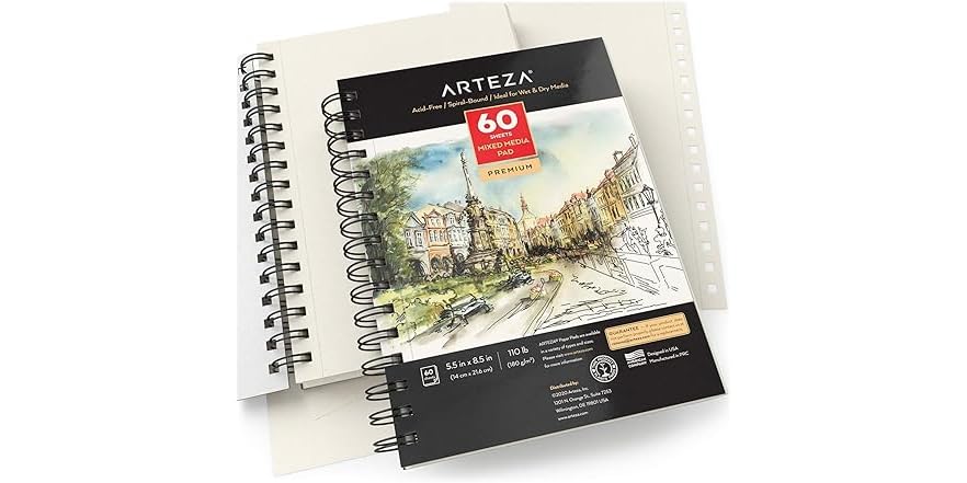 ARTEZA Mixed Media Sketchbook, 60 Sheets