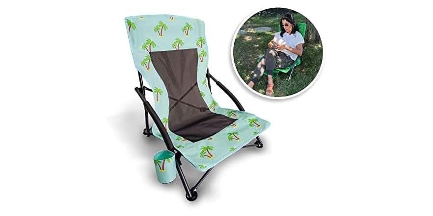 Collapsible Beach Chair with Cup Holders