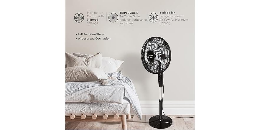 Comfort Zone Smart Oscillating Stand Fan