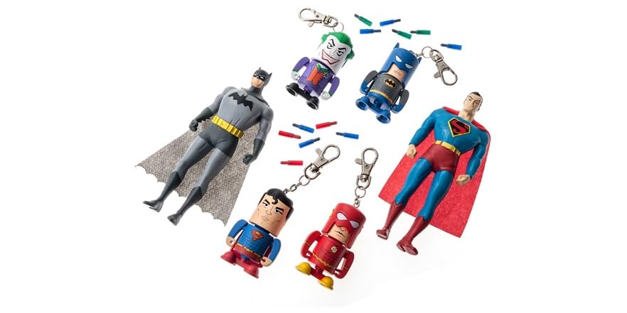 Batman & Superman Figures + 4 Write 'Ems