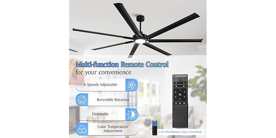 Parrot Uncle F8002BK-PU 100 Inch 100" Ceiling Fan