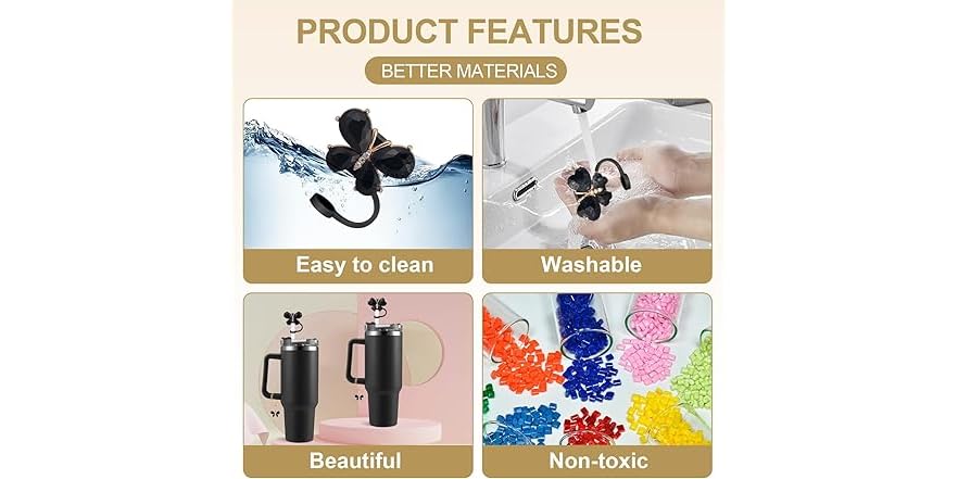 Bling Butterfly Silicone Straw Cover