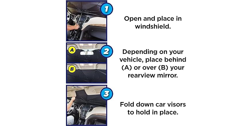 Ontel Brella Shield Car Sun Shade, One-Size 31x57"