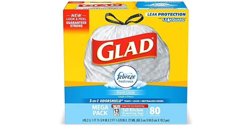 Glad Tall Kitchen Drawstring Trash Bags 80 Ct