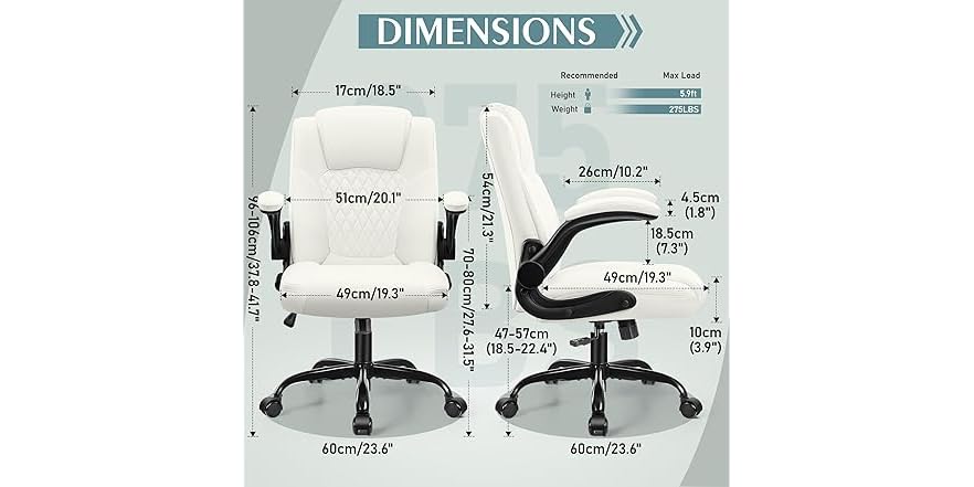 Leather Office Chair, PU Home Computer Desk Chairs with Ergo (Open Box)