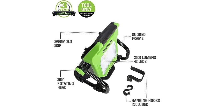 Greenworks 24V (AC/DC) 2000-Lumen Work Light kit
