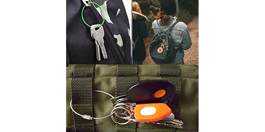 35 Pieces of Steel Wire Keychains Cable Ring 7 Colors, ID Tags