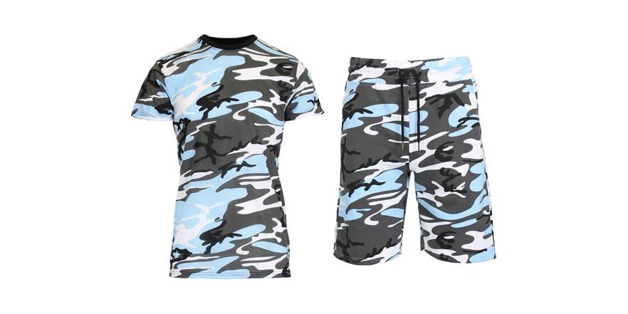 Mens 2 or 4 PC Camo Short Set