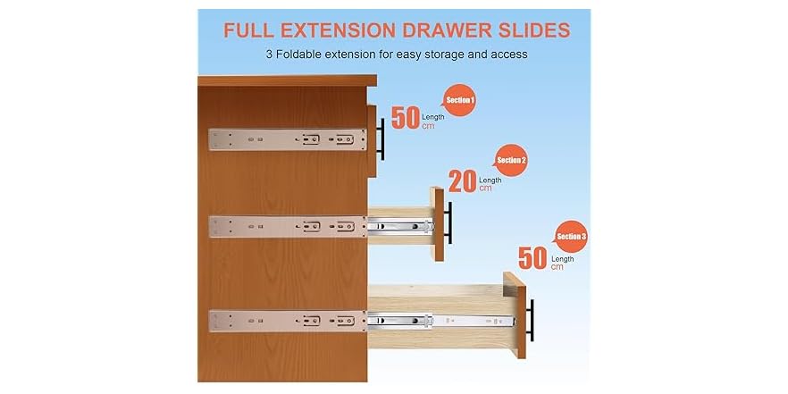 Sulawskys 22 inch Drawer Slides 1 Pairs (2pcs) So