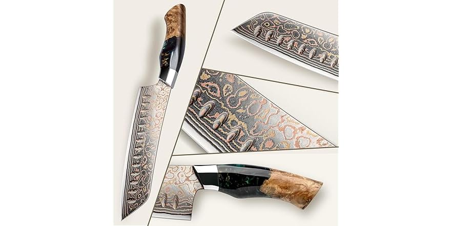 SHAN ZU 7 Inch Damascus Santoku Knife (Open Box)