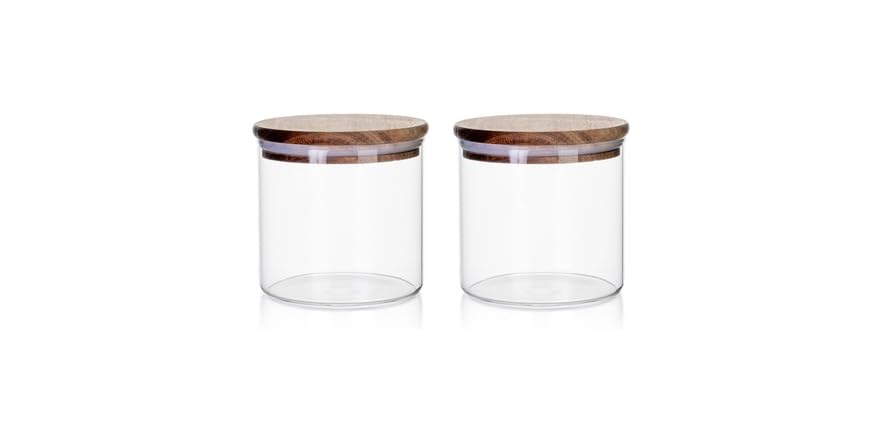 Smart Design Glass & Acacia Canisters 2pk