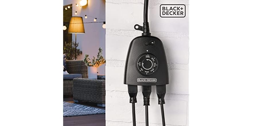 BLACK+DECKER Outdoor Timer w/3 Grounded Outlets