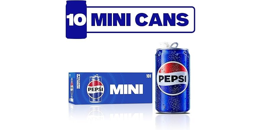 Pepsi Cola Soda Pop, 7.5oz Mini Cans (10 Pack)