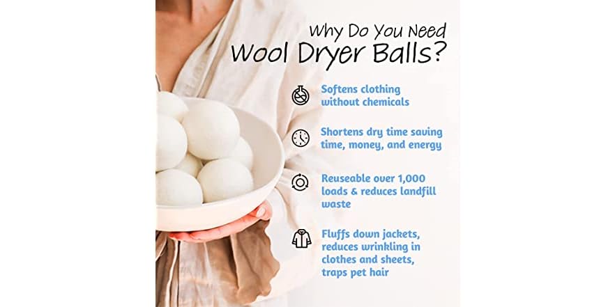 Smart Sheep Wool Laundry Dryer Balls, 6Ct Pups