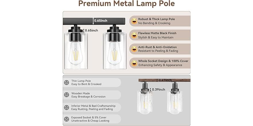 VerRon 6-Light Bathroom Light Fixtures, 38" Modern