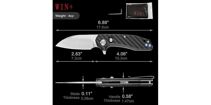 WIN+ Pocket Knife with Button Lock