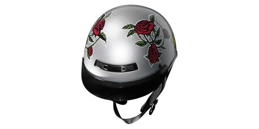 GLX Silver Rose Half Helmet