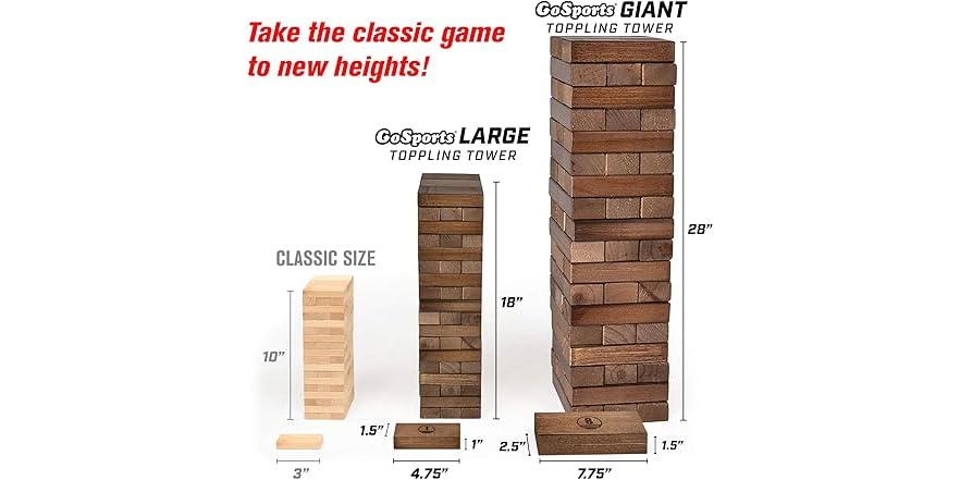 GoSports 3 ft Large Wooden Toppling Towe