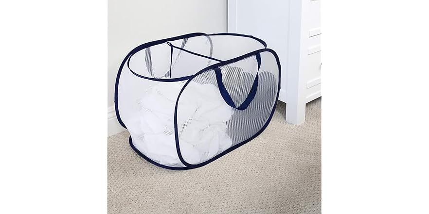 Smart Design Mesh 2-Compartment Hamper
