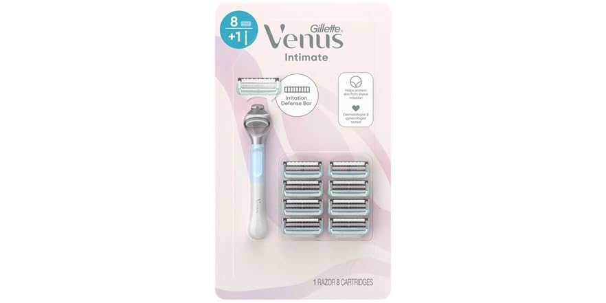 Venus Intimate Women's Razor, Handle + 8 Cartridges