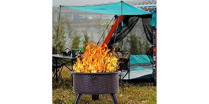 Grand Patio Round Bonfire Wood Burning Fire Pit