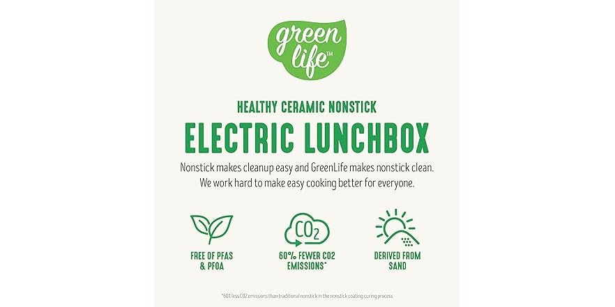 GreenLife 20oz Electric Lunch Box Food & Soup Warmer