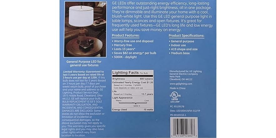 GE 60W Daylight LED 12 Pack