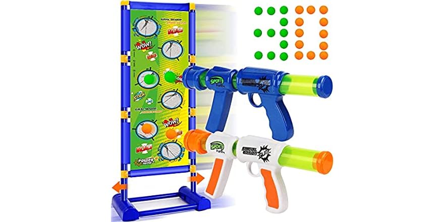 Annkie Foam Ball Popper Air Guns with Targets