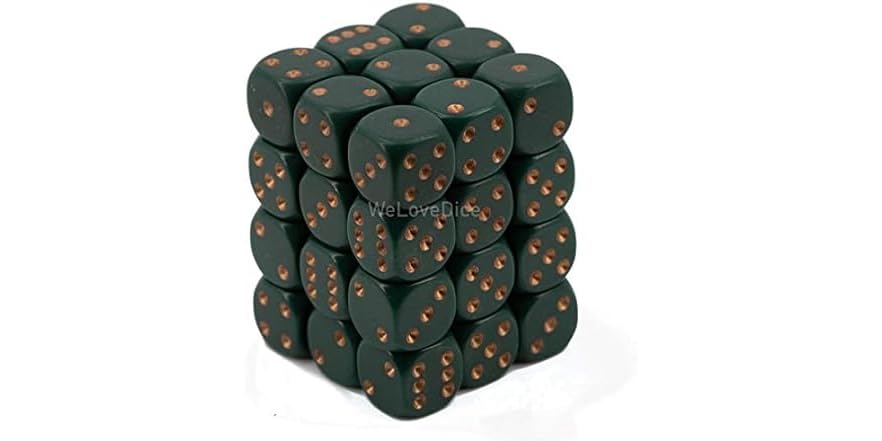 Dusty Green D6 Dice,12mm, Block of 36