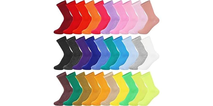 30 Pairs Women's Solid Color Crew Socks