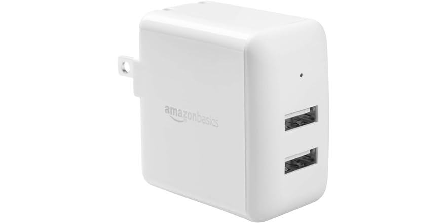 AmazonBasics 24W Two Port USB-A Wall Charger